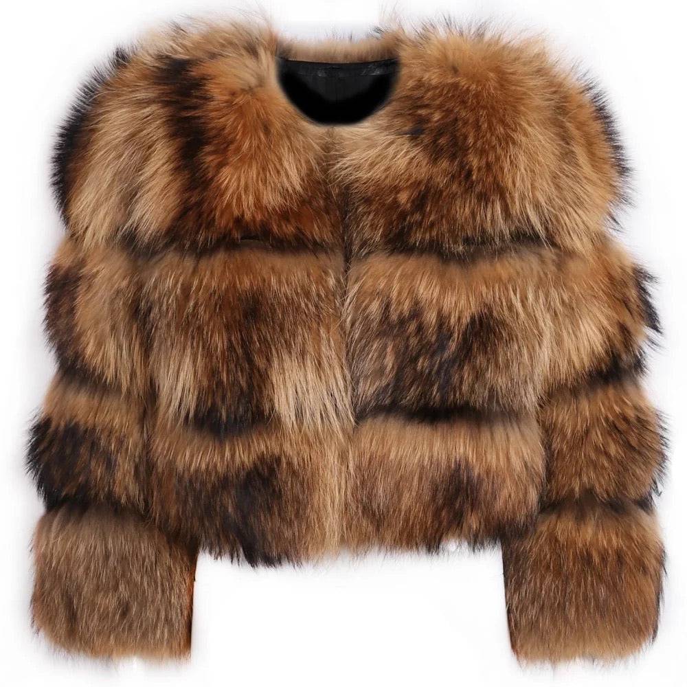 Cropped Dusty Brown Raccoon Fur Coat– Beyazura.com