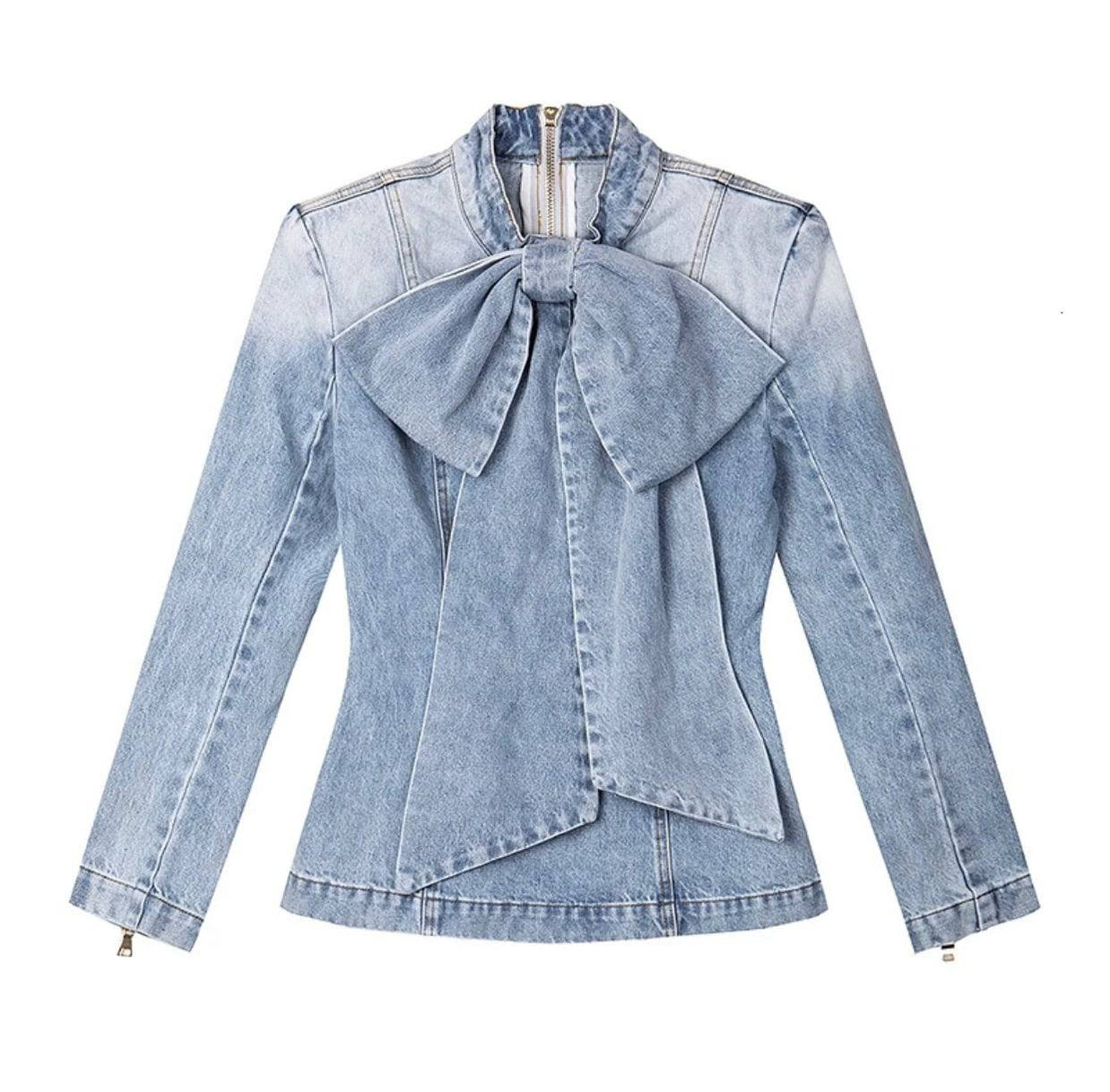 Denim Bow Knot Shirt– Beyazura.com