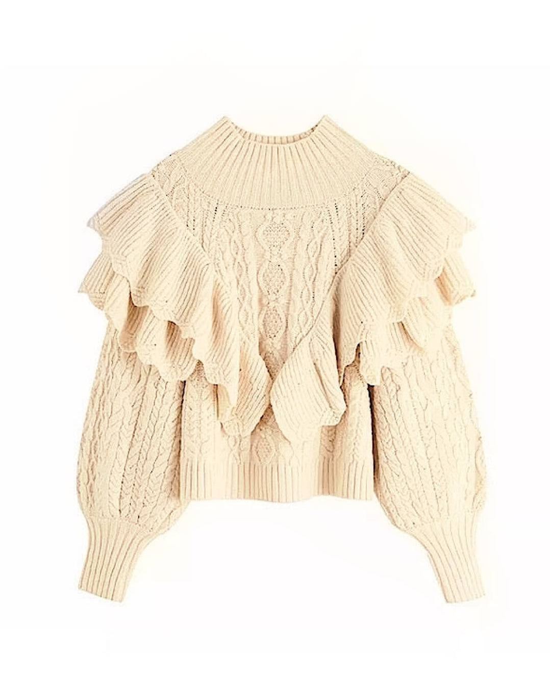 Knitted Ruffle High Neck Jumper– Beyazura.com