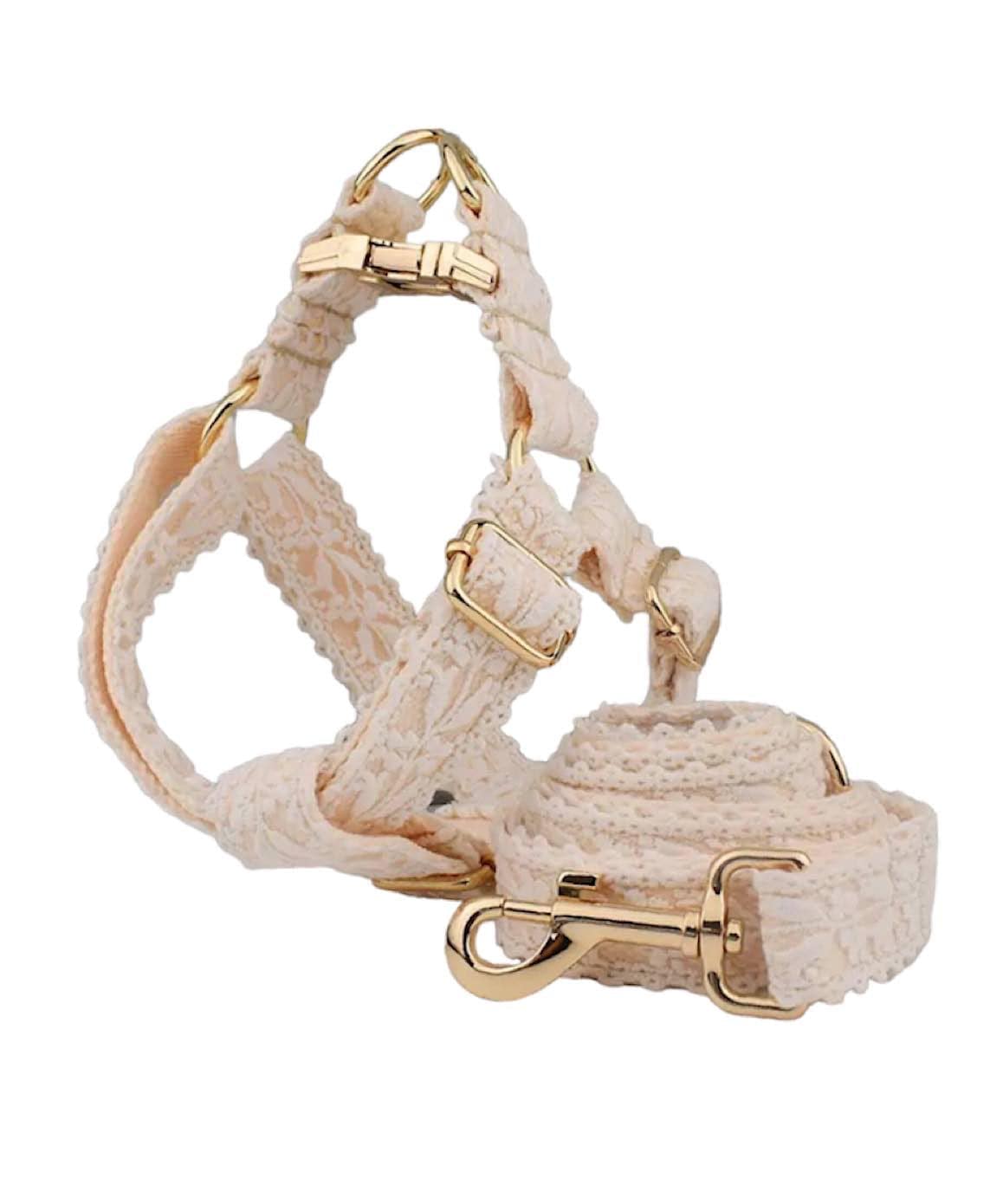 Lace Gold Dog Pet Harness And Leash– Beyazura.com