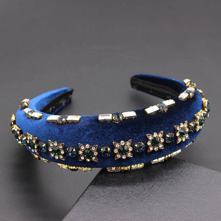 Lux Velour Crystal And Pearl Decorated Headbands– Beyazura.com