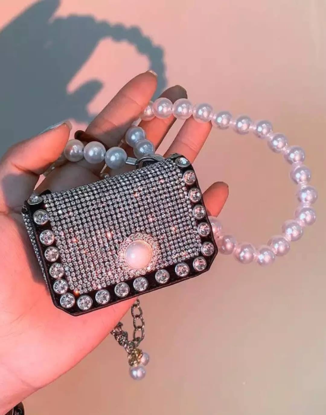 Micro Crystallized Bag With Pearl Straps– Beyazura.com
