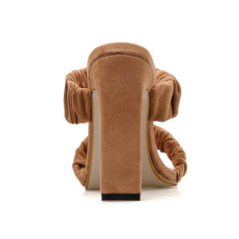 Open Toe Thick Block Heel Mules– Beyazura.com