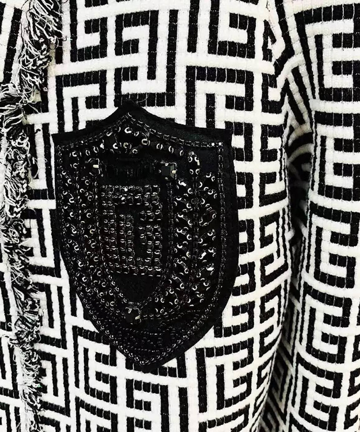 Quilted Padded Shoulder Knitted Jacket– Beyazura.com