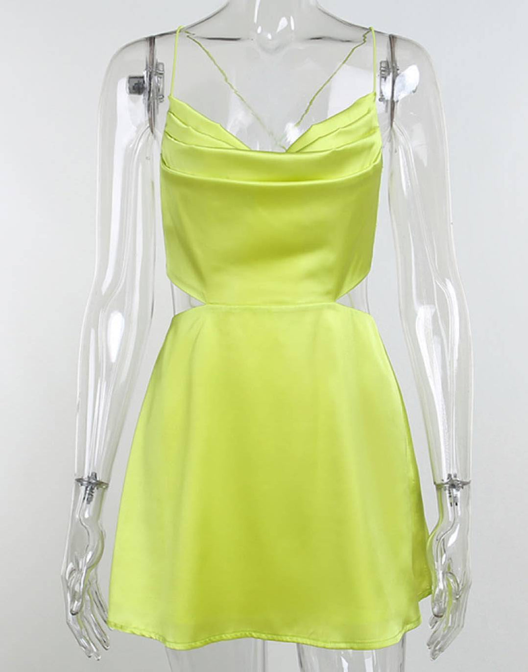 Satin Backless Flowy Short Dress– Beyazura.com