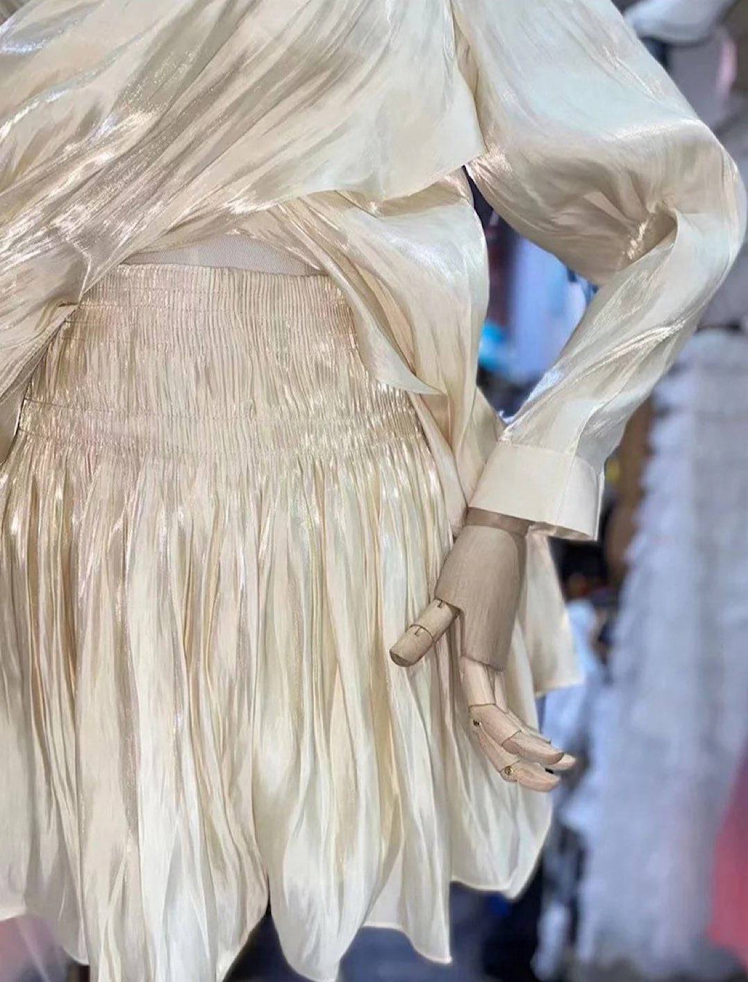 Satin Short Skirt And Cross Shaped Top Set– Beyazura.com