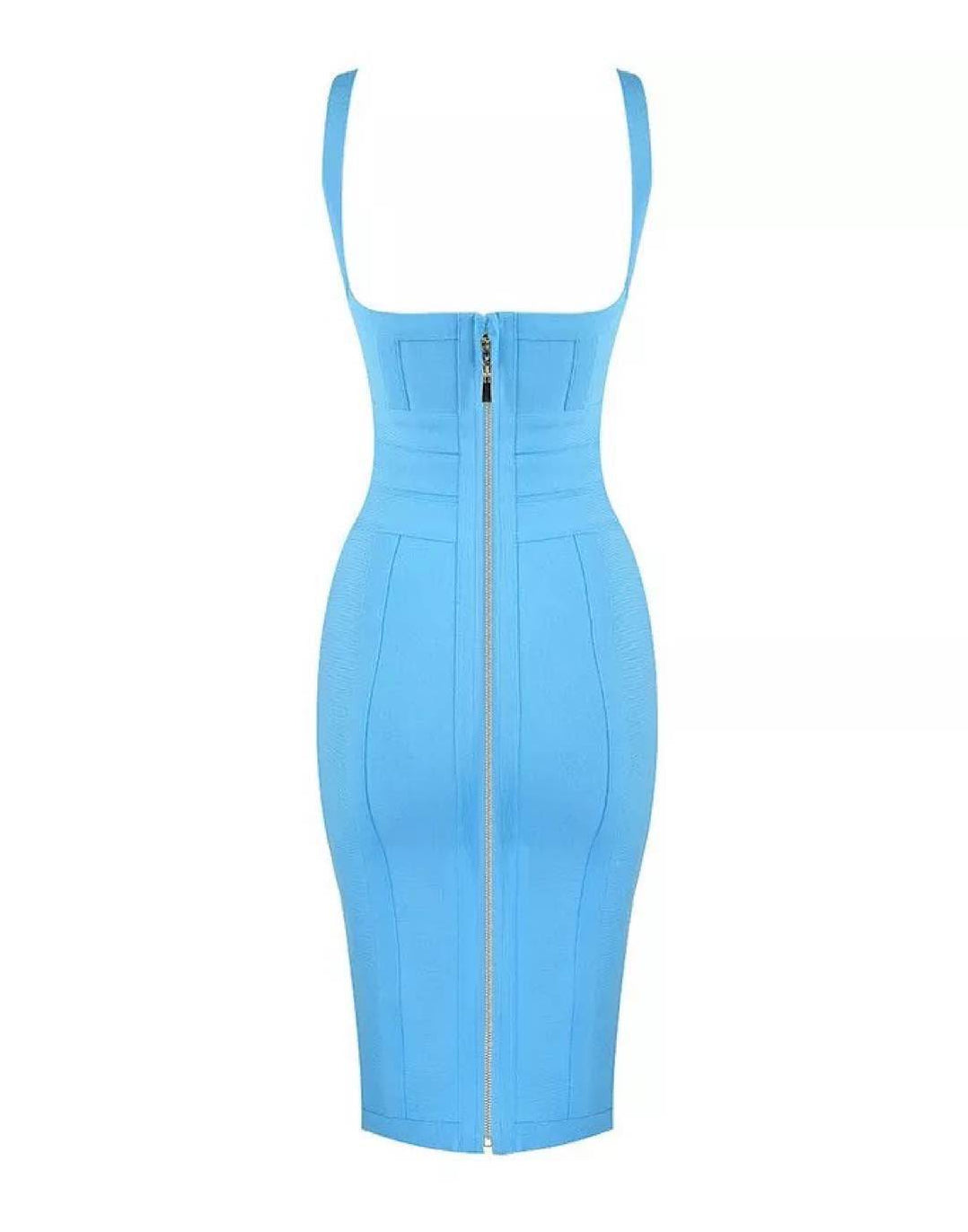 Zipper Back Strapped Bandage Mini Dress– Beyazura.com